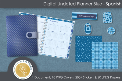 SPANISH Blue Undated Weekly Planner : PLR Planners