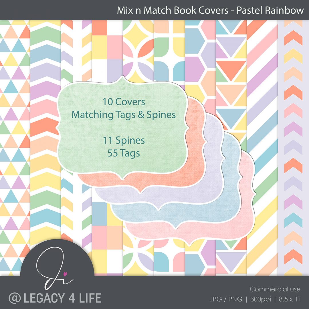 Mix n Match Book Covers – Pastel Rainbow | PLR Planners - Build a Low ...